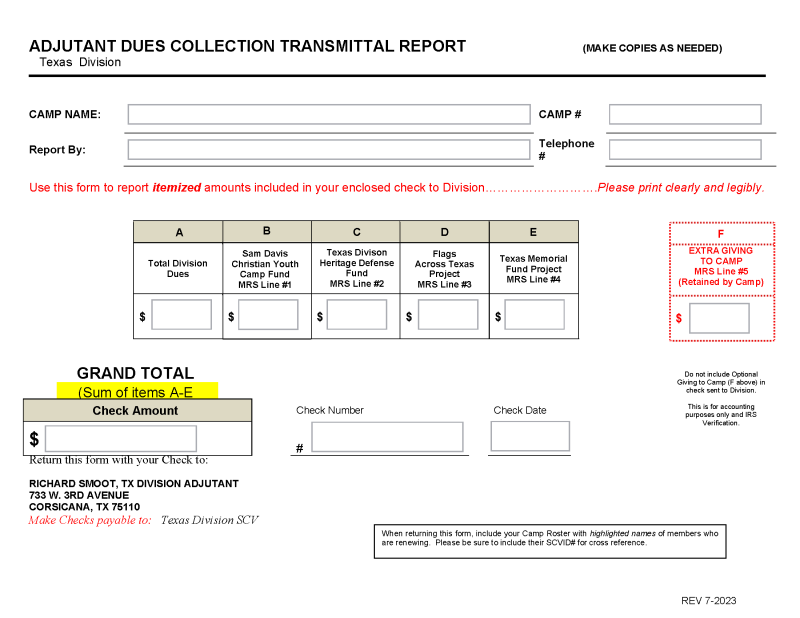 Paying Dues - Texas Division
