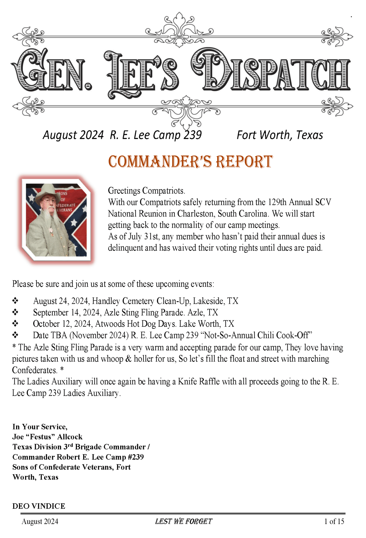 Robert E Lee Camp #239 - Texas Division